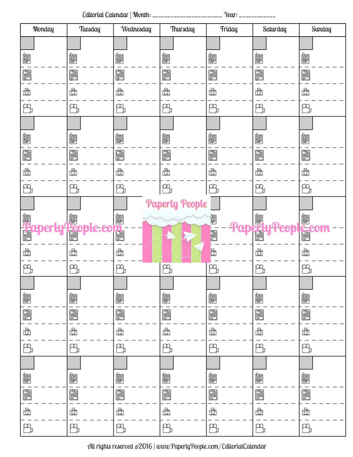 Editorial Calendar for Bloggers, Writers and Content Creators Blogging ...