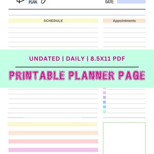 Printable Daily Planner | Undated Daily Goal Sheet | Minimalist Planner ...