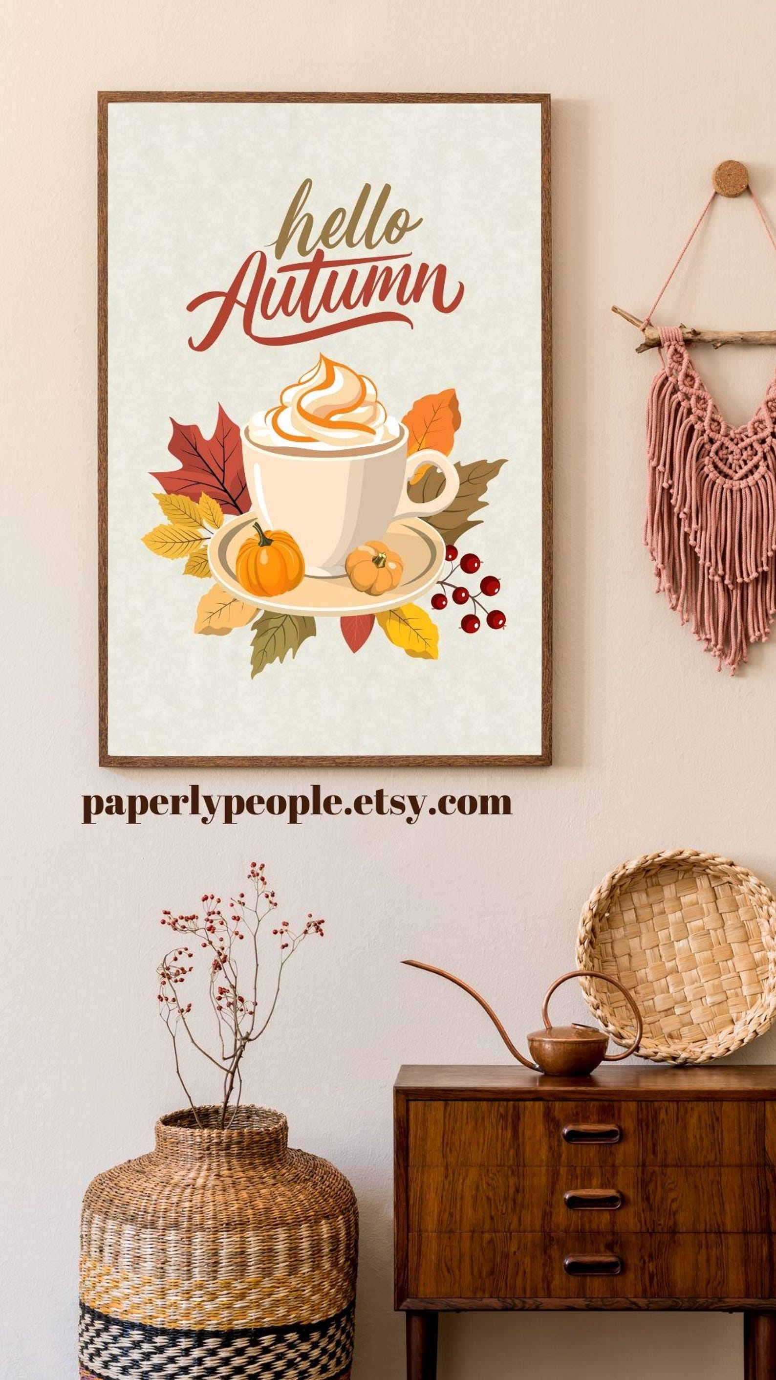 Hello Autumn Printable Wall Art | Autumn Decor | Trendy Office Wall Art ...