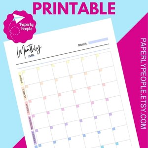 Printable Monthly Planner | Undated Monthly Calendar Sheet | Minimalist ...