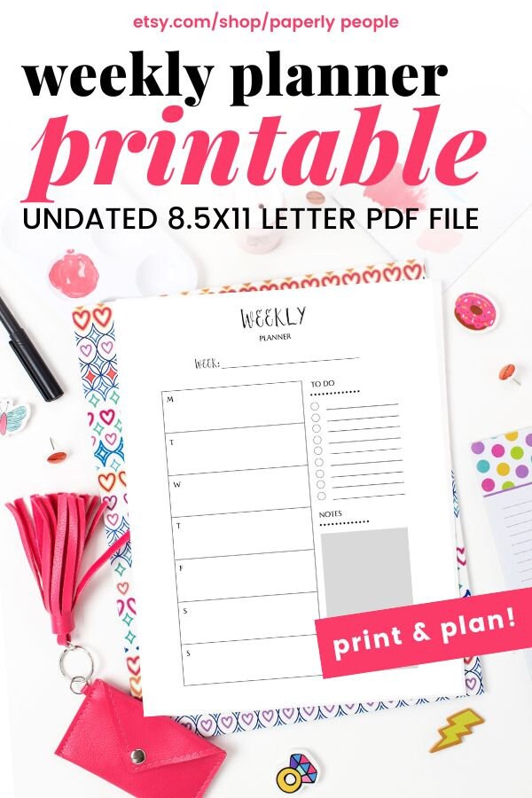Simple Weekly Planner | Undated Weekly Planning Sheet | Minimalist ...