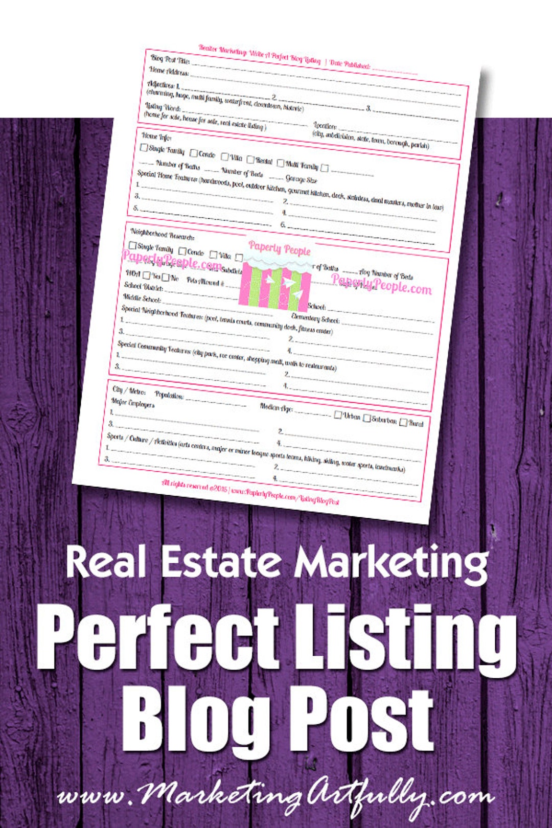 Real Estate Marketing - Perfect Listing Blog Post Worksheet, SEO, Real ...