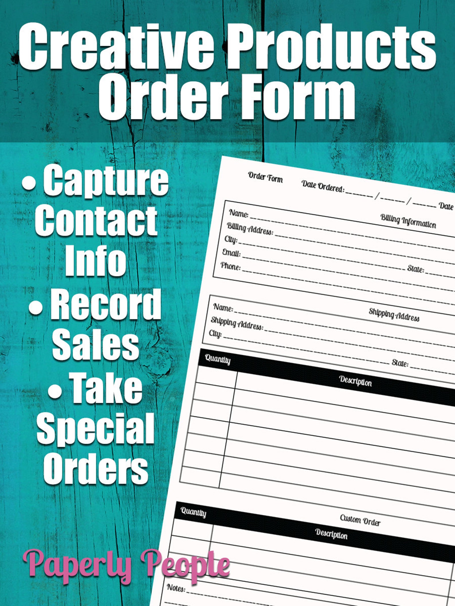 Order Form for Creative Products Companies | Custom Business Forms, for ...