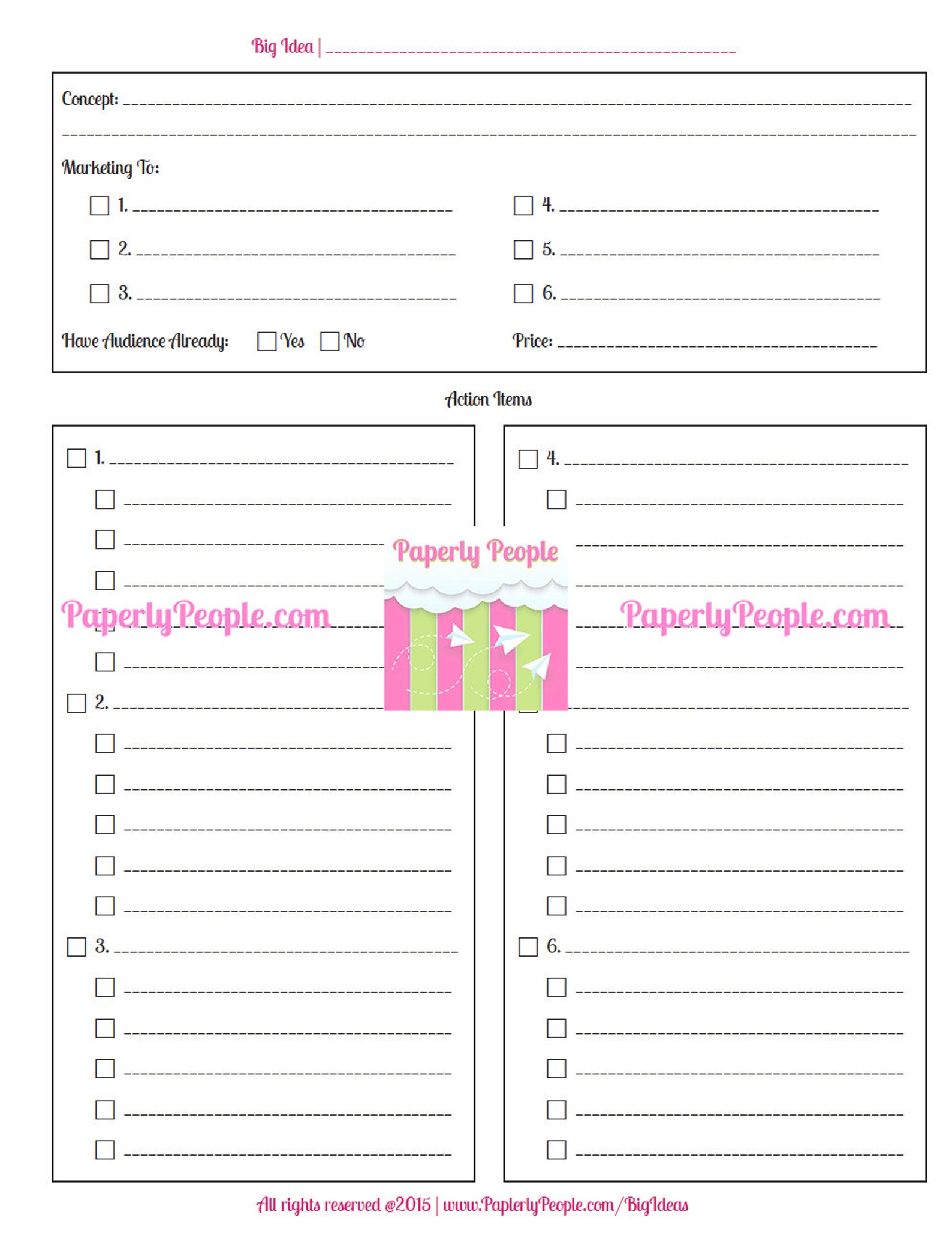 Big Ideas Kit, Printable Planner Worksheets, Business Notebook ...