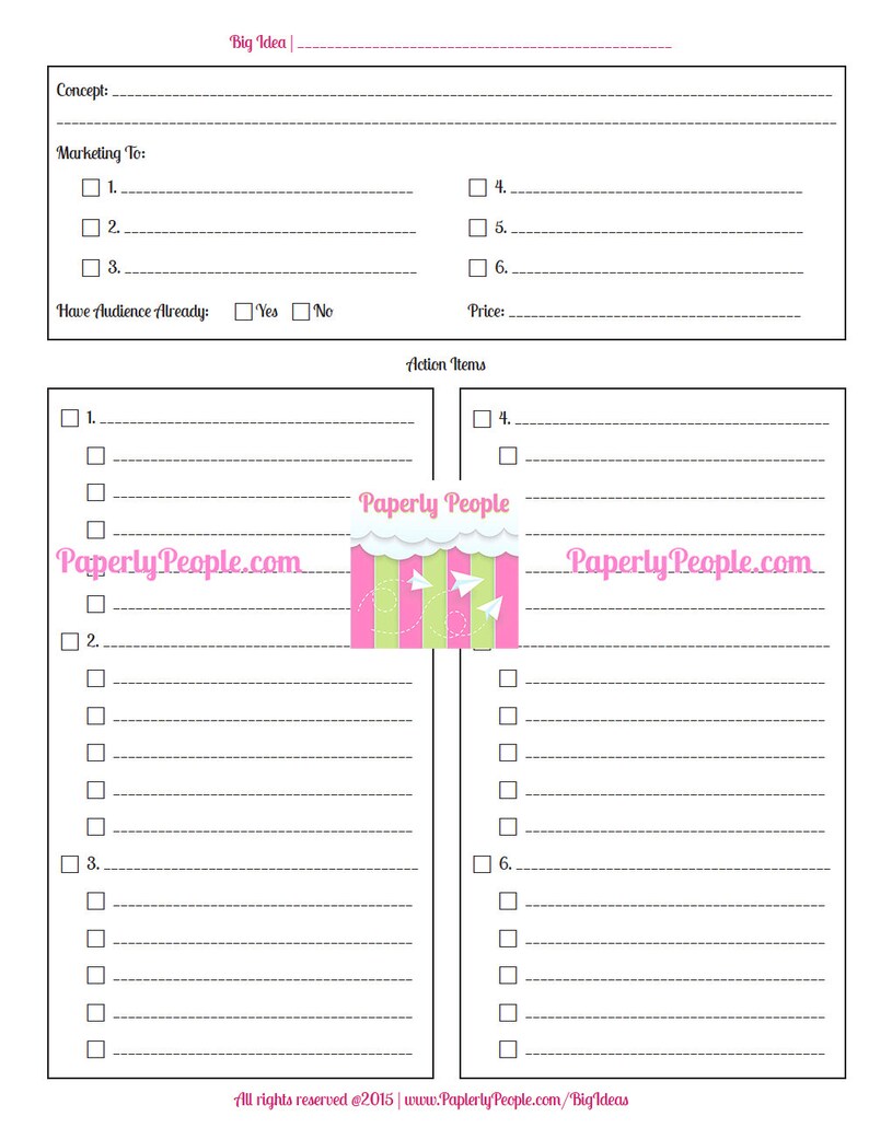 Big Ideas Kit, Printable Planner Worksheets, Business Notebook ...