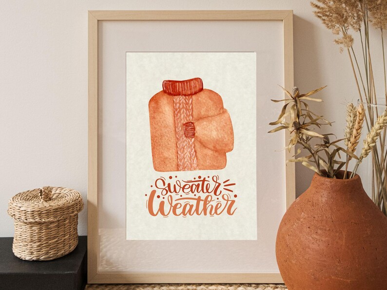 Sweater Weather Printable Wall Art | Autumn Decor | Trendy Office Wall ...