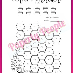 Printable Mood Tracker Worksheet | Anxiety Tracker | 30 Day Undated US ...
