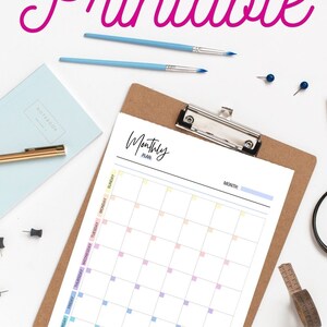 Printable Monthly Planner | Undated Monthly Calendar Sheet | Minimalist ...