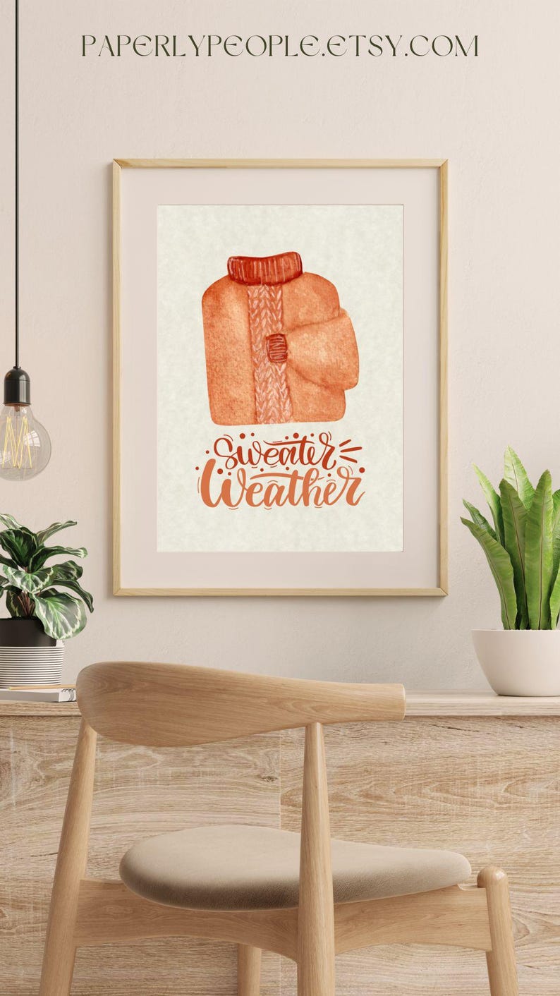 Sweater Weather Printable Wall Art | Autumn Decor | Trendy Office Wall ...