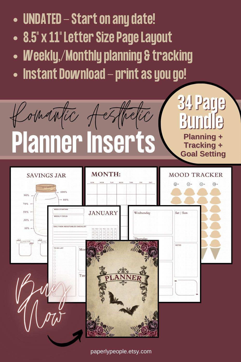 Printable Planner Bundle | Undated Plan & Track Pack | 8.5x11 Letter ...