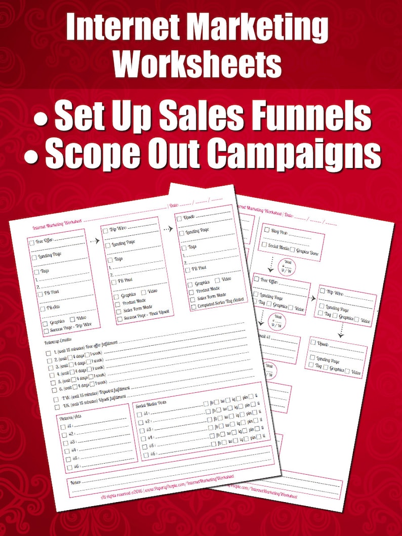 Internet Marketing Worksheets Great for Bloggers Email - Etsy