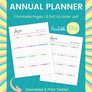 12 Month Goal Planner | Undated Yearly Goal Sheet | Minimalist Planner ...