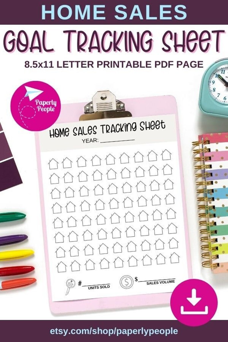 Real Estate Sales Tracker | Printable Goal Tracker | Printable Planner ...