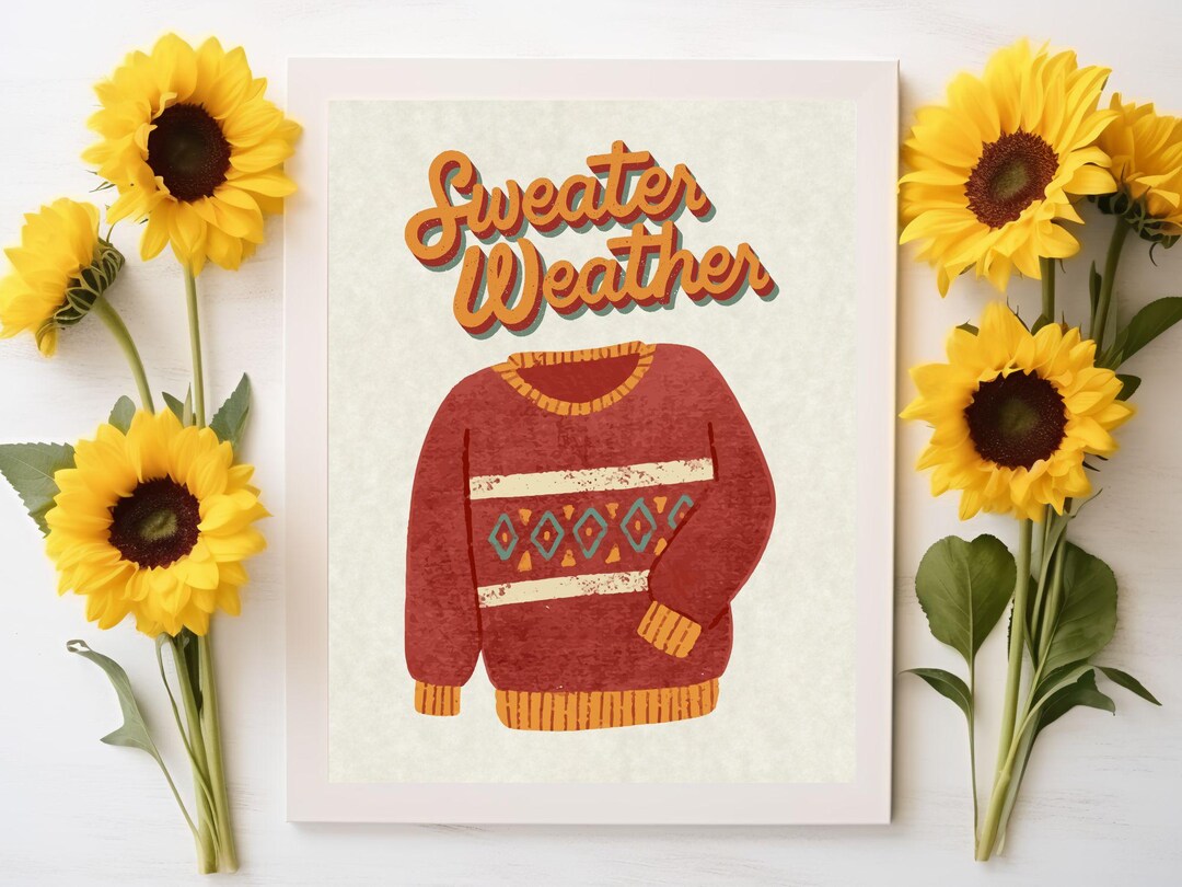 Sweater Weather Printable Wall Art Autumn Decor Trendy Office Wall Art ...