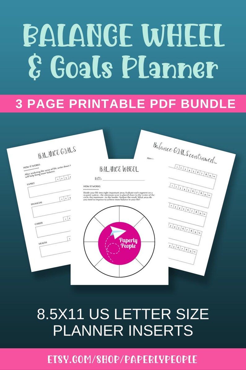 2026 Goal Planner Bundle | Printable Balance Wheel & Goals Planner ...