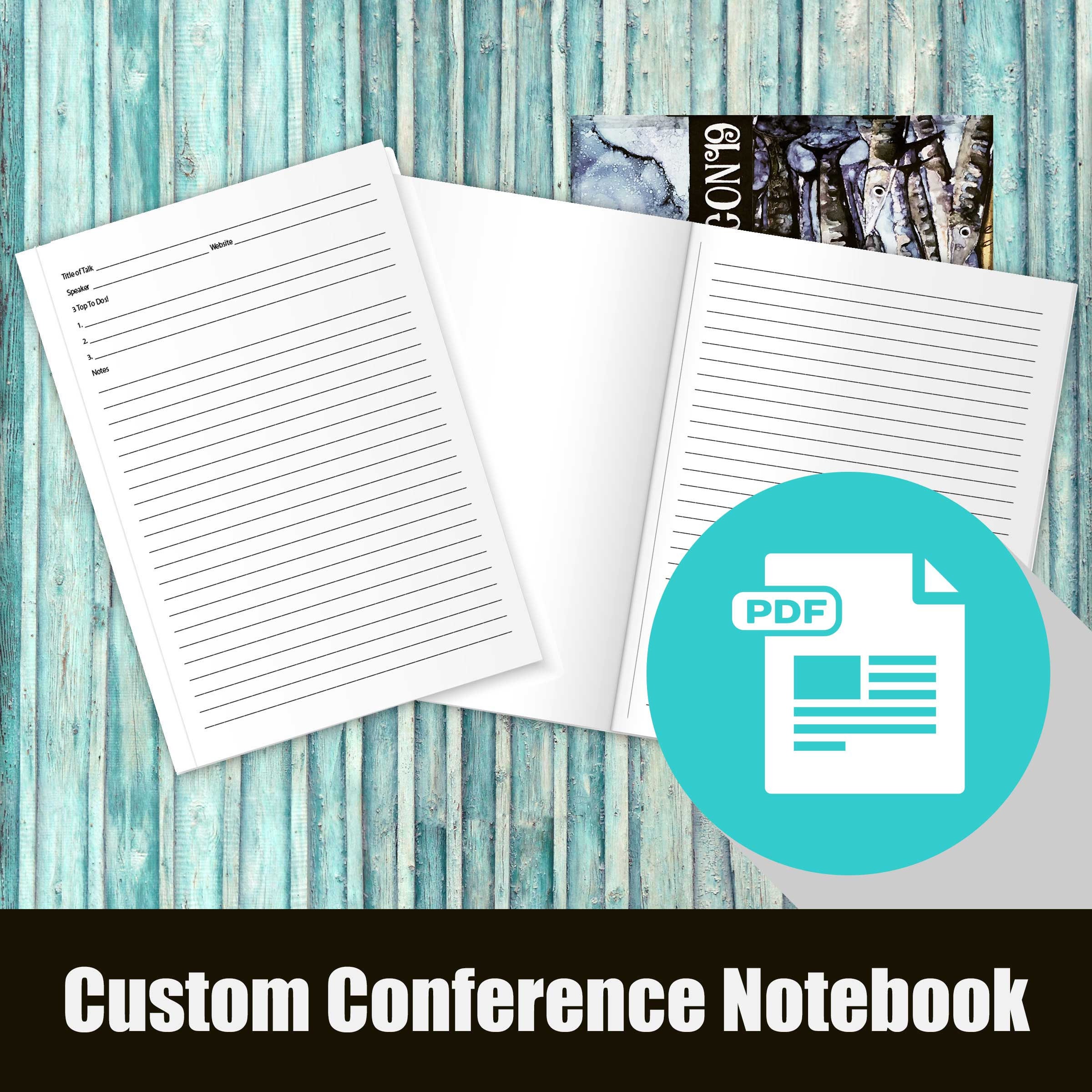 Printable Custom Conference Notebook Pages, DIY Make Your Own Notebook ...