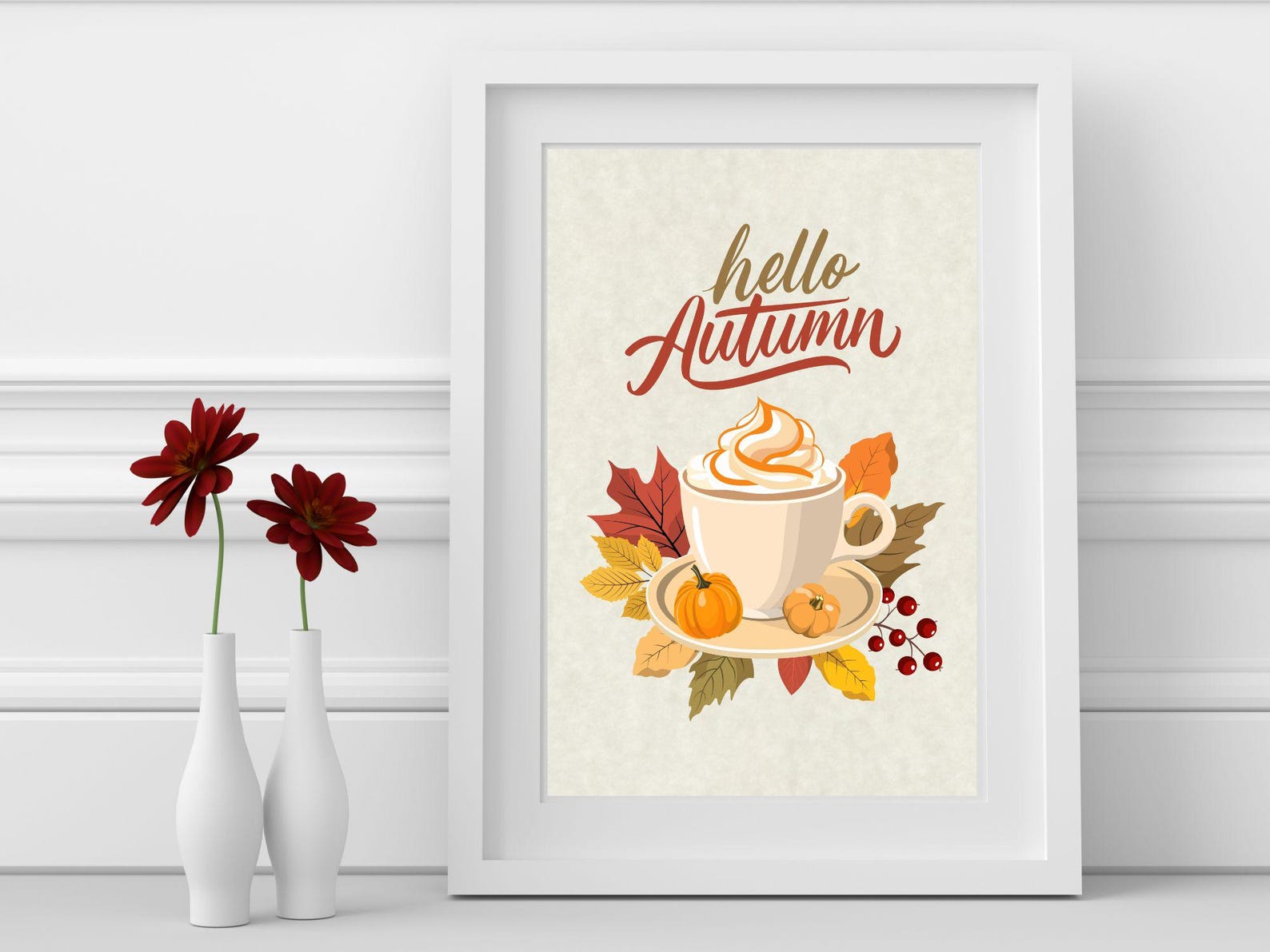 Hello Autumn Printable Wall Art | Autumn Decor | Trendy Office Wall Art ...