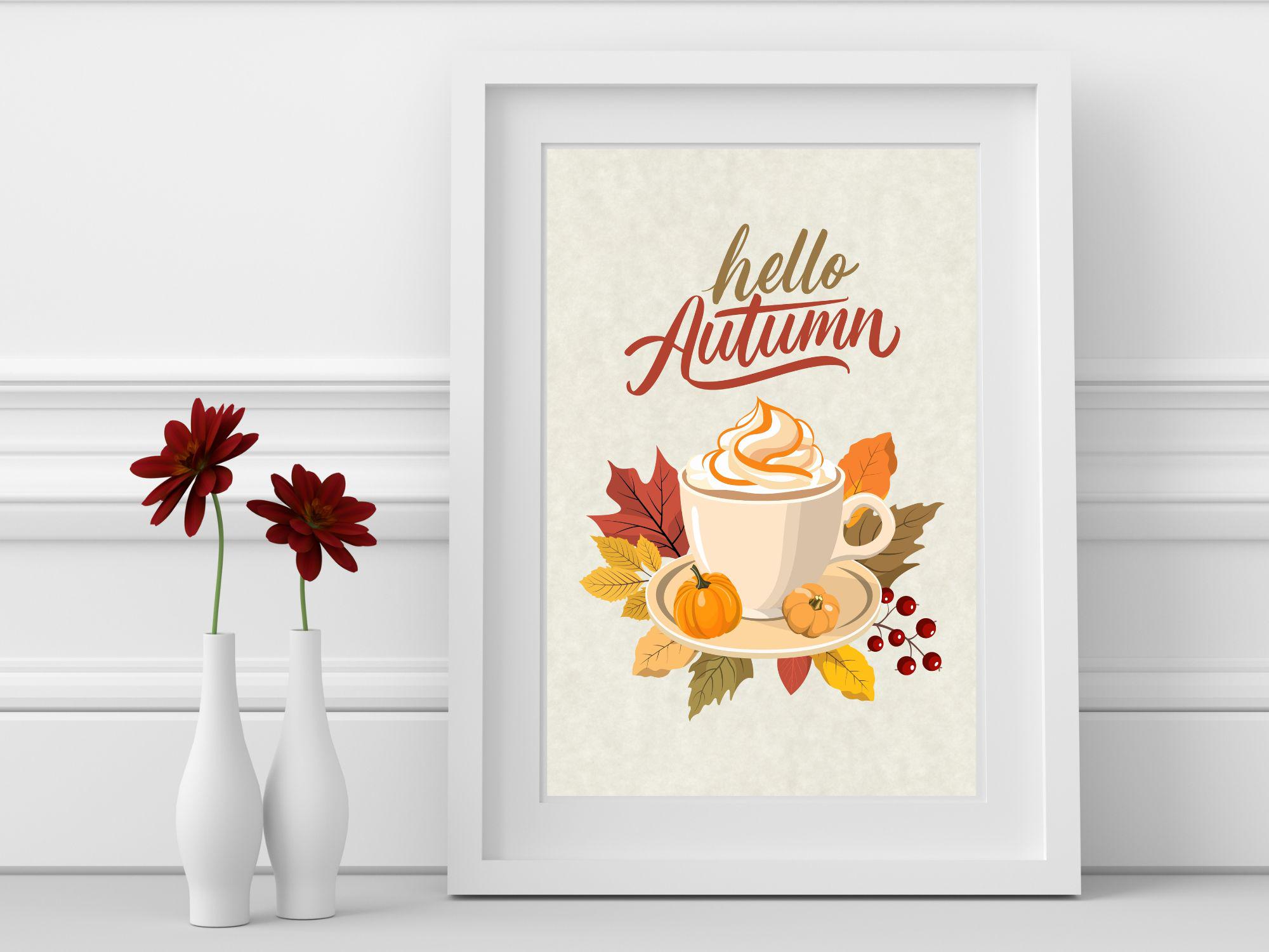 Hello Autumn Printable Wall Art | Autumn Decor | Trendy Office Wall Art ...
