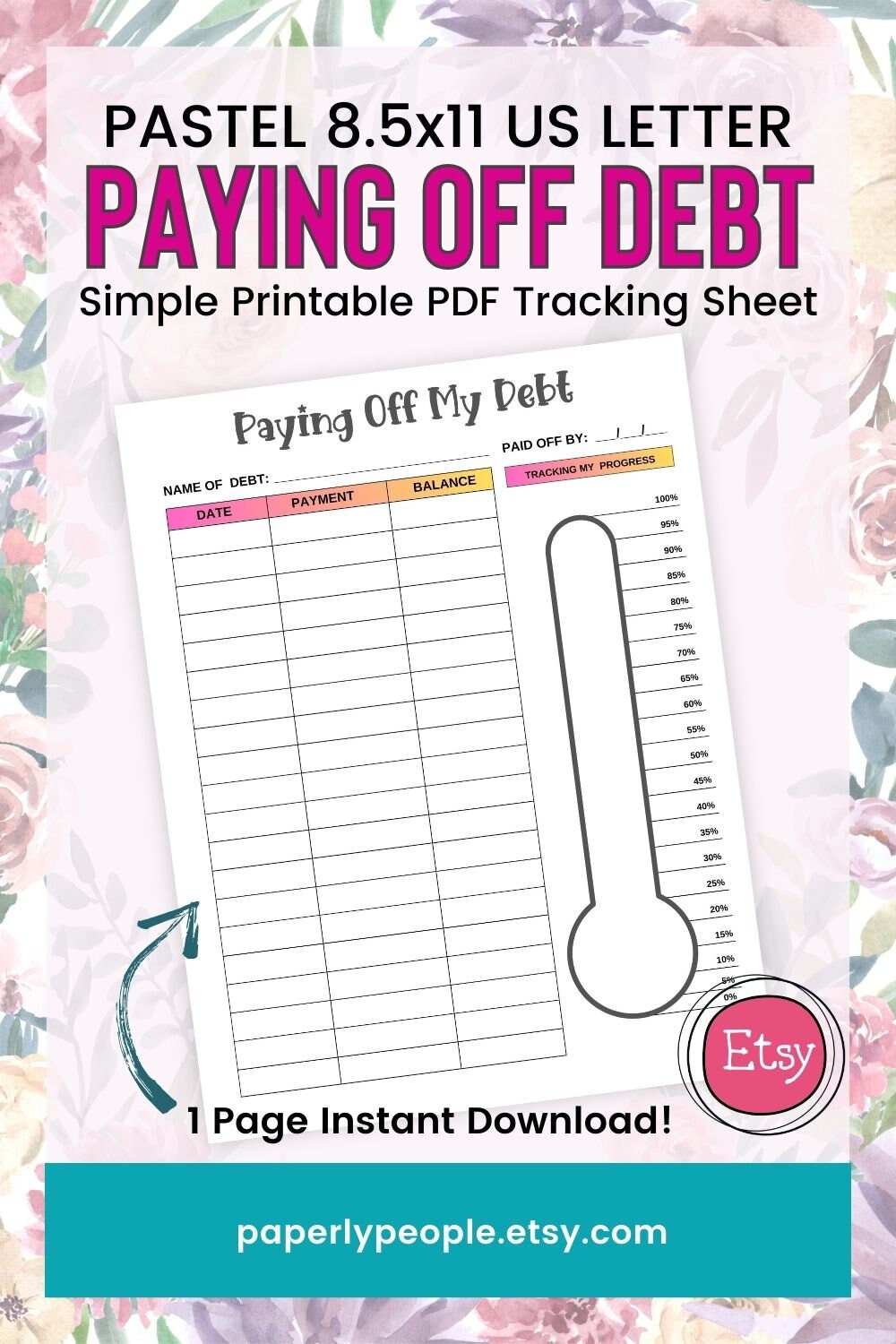 Debt Payoff Tracker | Printable Goal Tracker | Planner Pages | Debt ...