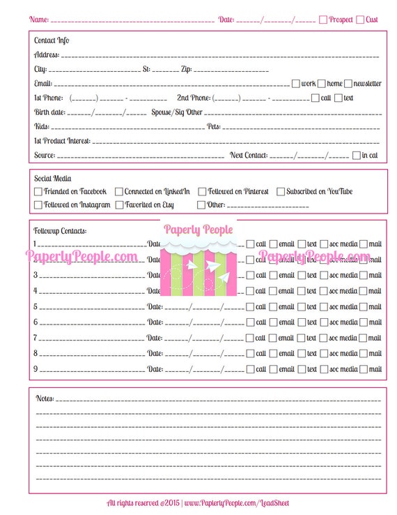Customer Lead Sheets