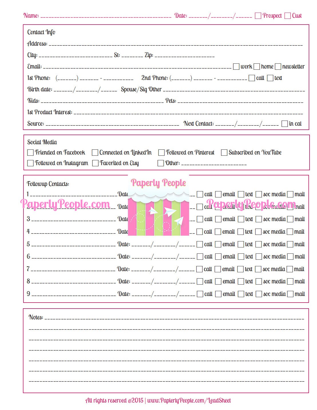 Lead Tracking Sheet | Followup Worksheet for All Your Leads! Printable ...