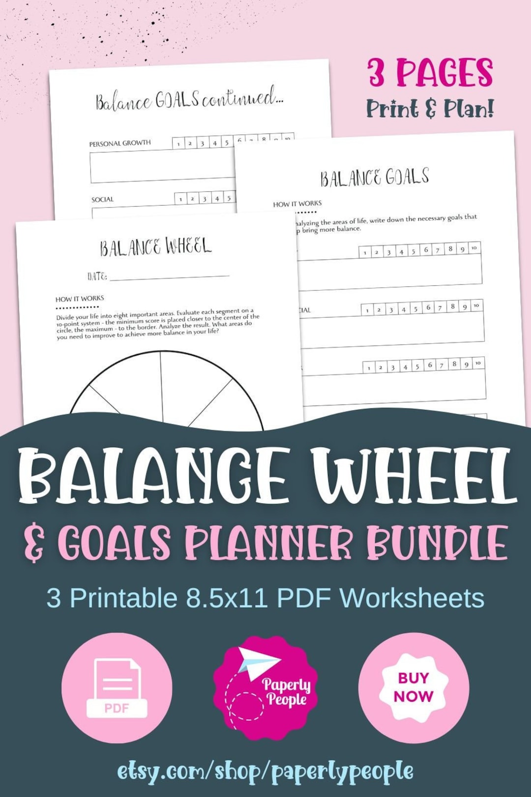2024 Goal Planner Bundle | Printable Balance Wheel & Goals Planner ...