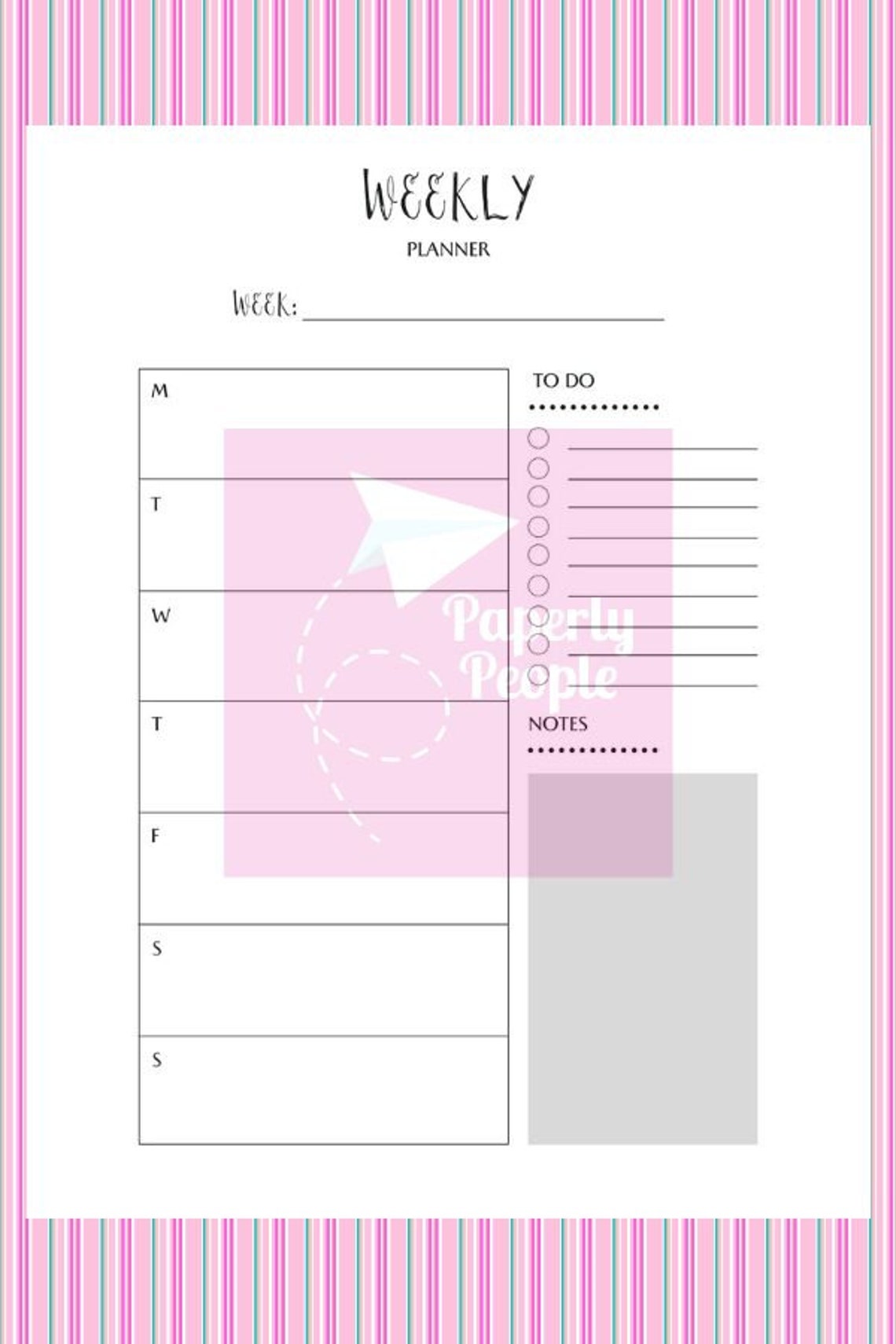 Simple Weekly Planner | Undated Weekly Planning Sheet | Minimalist ...
