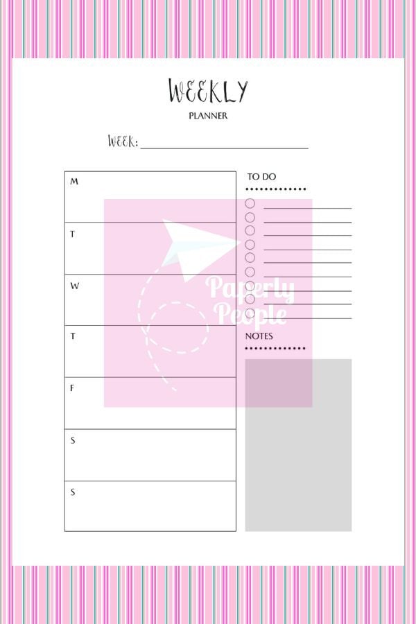 Simple Weekly Planner | Undated Weekly Planning Sheet | Minimalist ...
