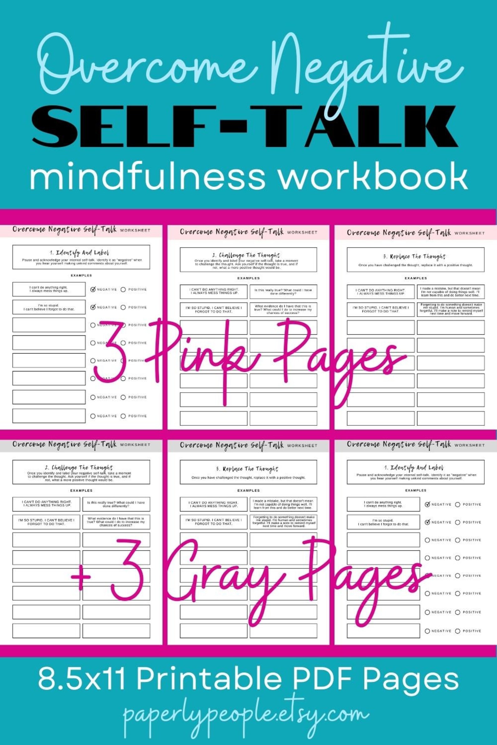 Self-care Kit | Overcome Negative Self Talk | Mindfulness Workbook ...