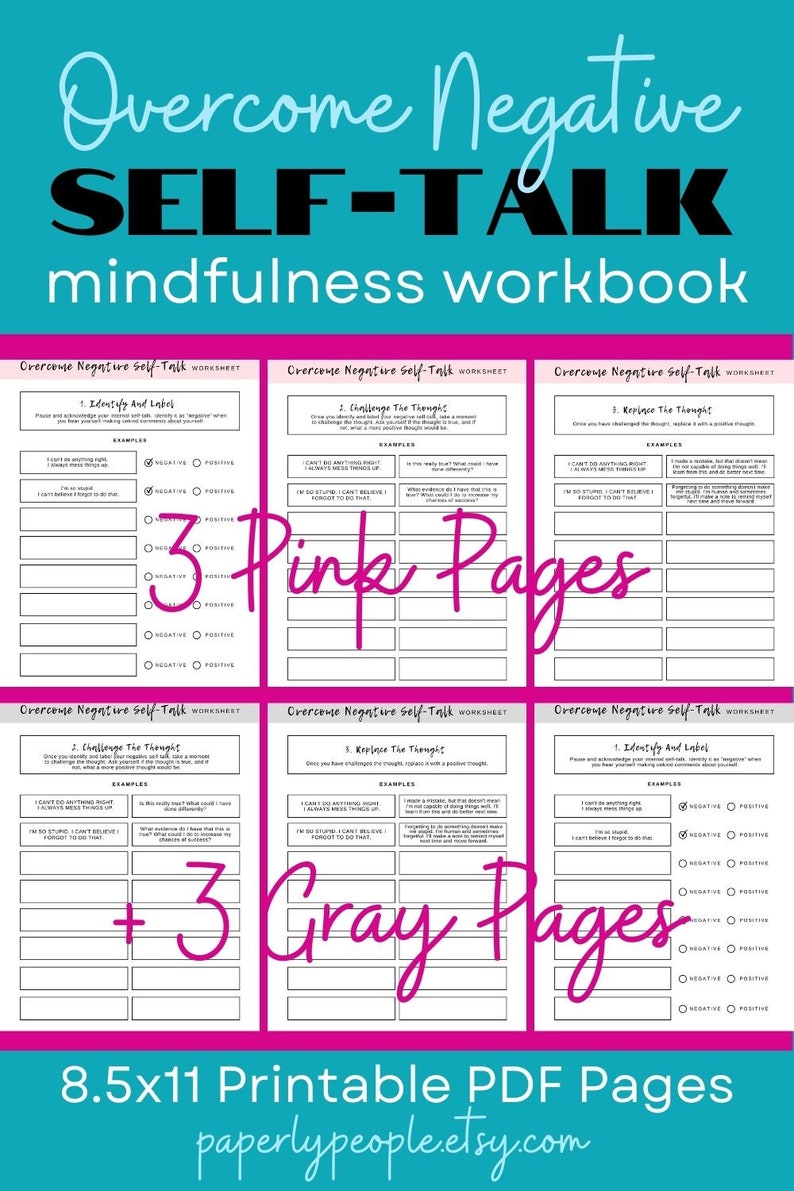 Self-care Kit | Overcome Negative Self Talk | Mindfulness Workbook ...
