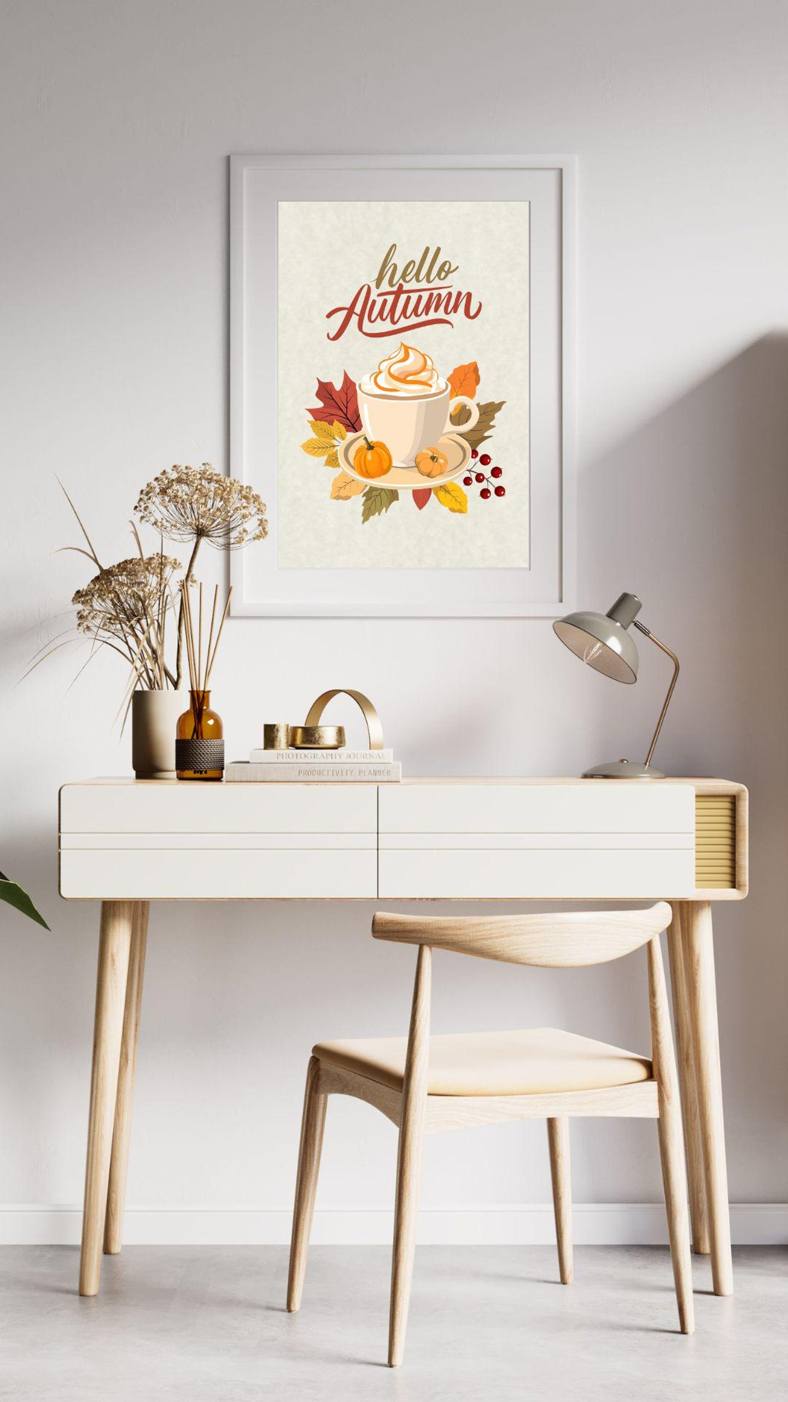 Hello Autumn Printable Wall Art | Autumn Decor | Trendy Office Wall Art ...