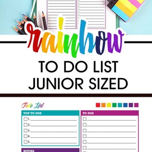 To Do List Rainbow Journal Printable to Do List Planner Page Task Notes ...