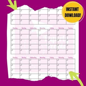 3 Month Calendar | Printable Planner Sheet | 8.5X11 Letter Sized ...