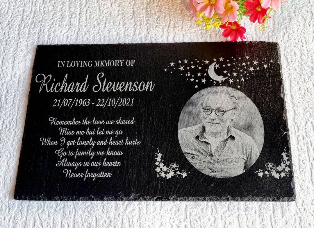 Personalised Memorial Slate Plaque Grave Marker With Picture - Etsy
