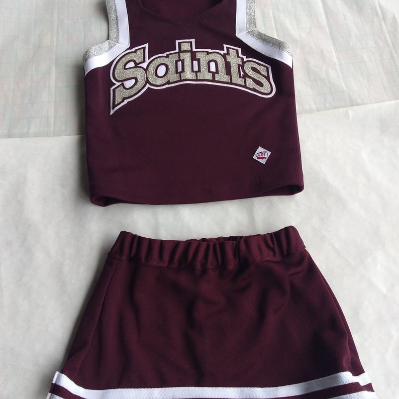 Saints Maroon Kids Cheerleader Uniform Halloween Cosplay Costume Girl ...
