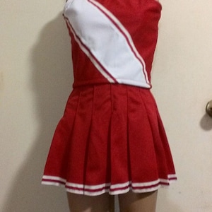 RED Multi Colors Cheerleader Uniform Valentines Glee Club Dance Costume ...