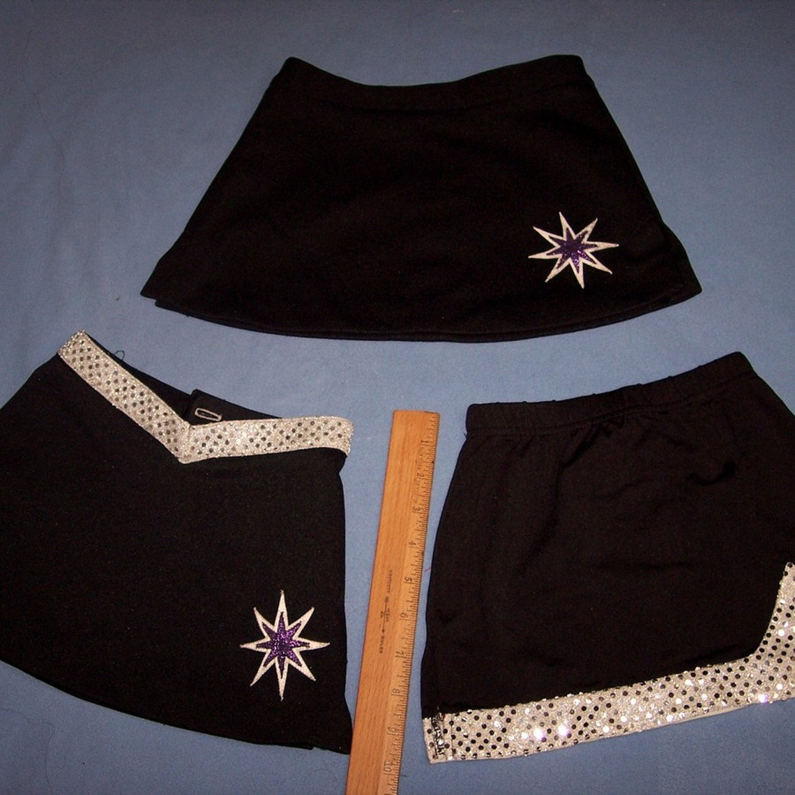 Black Silver Midriff Skirt Cheerleader Uniform Football Game Halloween ...