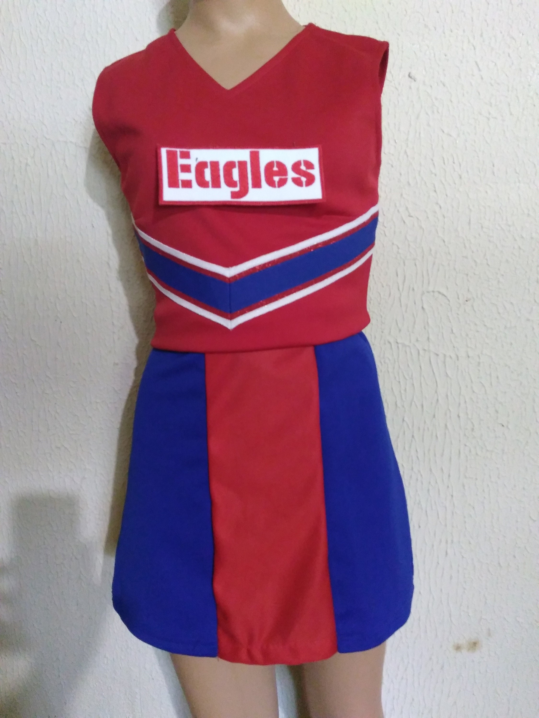 Eagles Bear Tigers Cheerleader Uniform Halloween Costume Red Blue ...