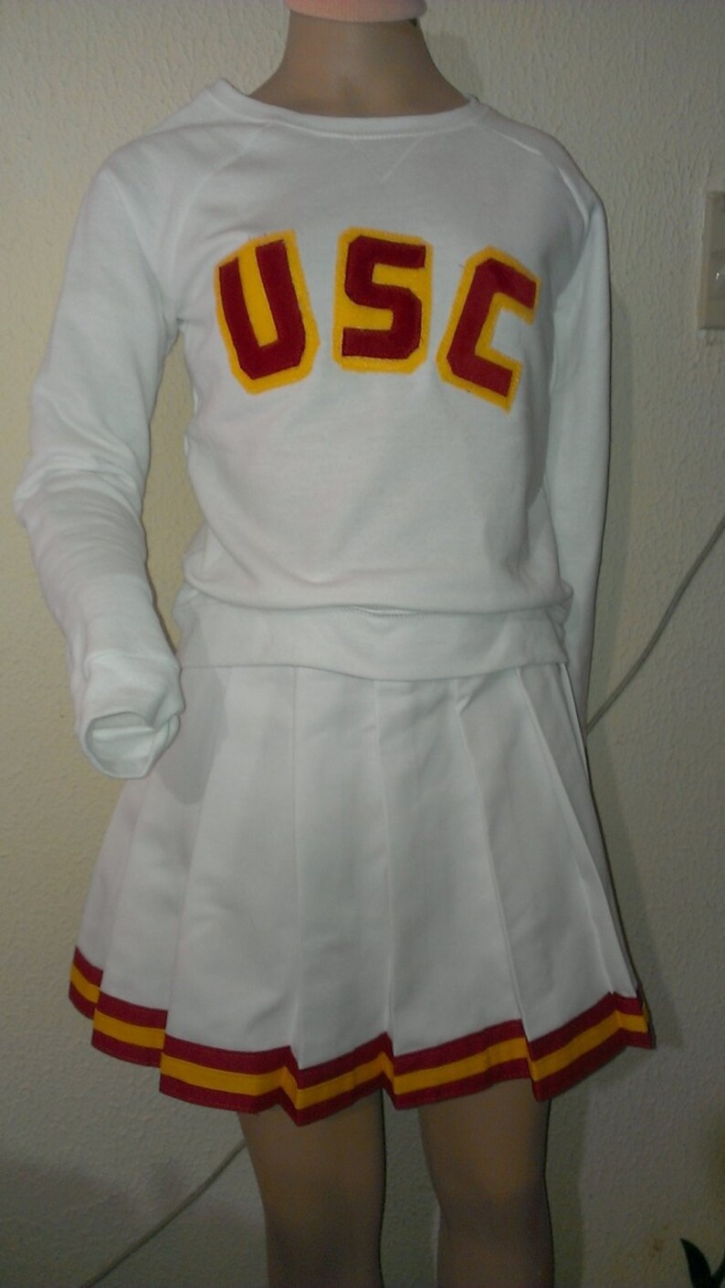 Usc White Sweatshirt And Skirt Cheerleader Uniform Football Game Etsy