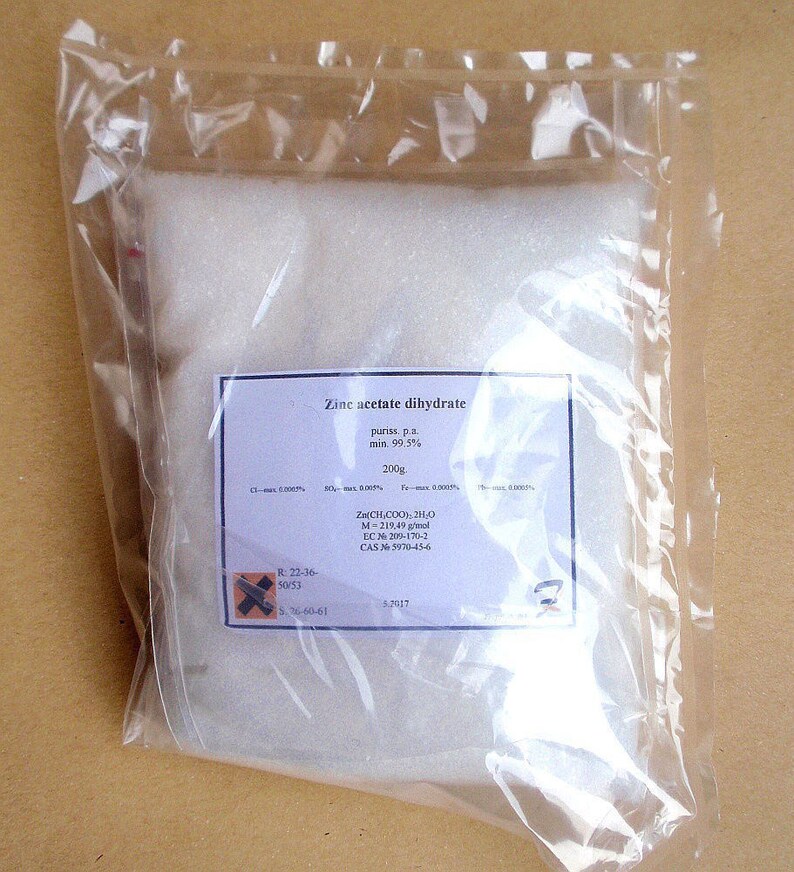 Zinc Acetate Dihydrate 99.5% Pure P.a. Powder 5970-45-6 - Etsy