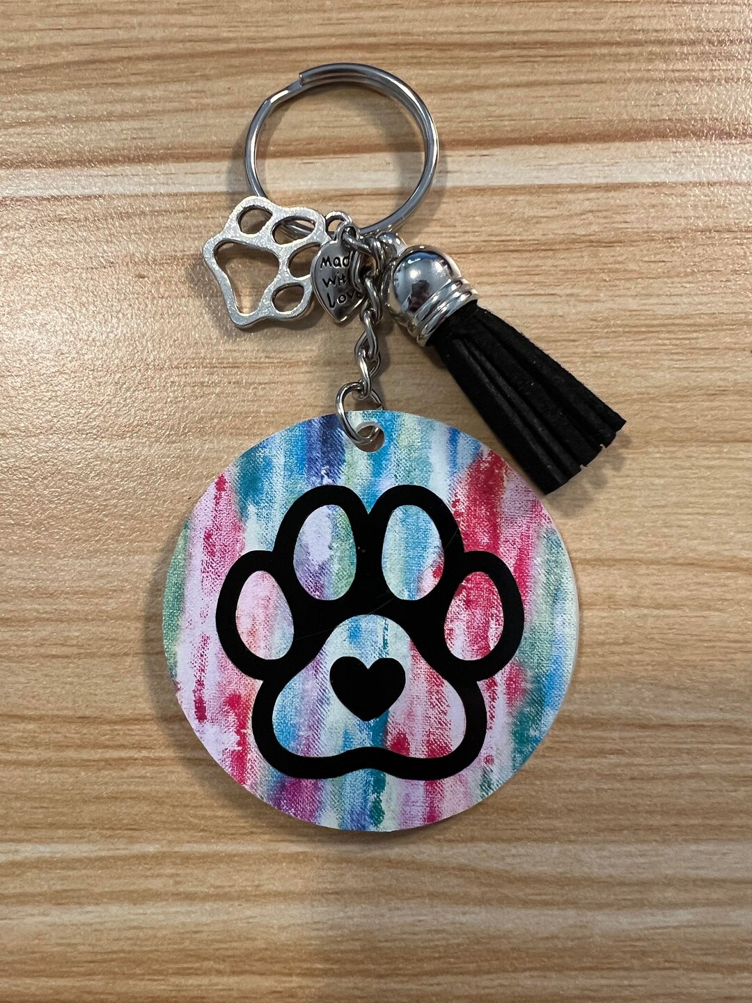 Paw Print Keychain, Multi Colors Keychain, Acrylic Keychain, Plastic ...