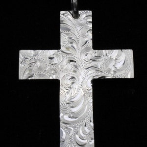 Large Engraved Cross Necklace Cross Faith Jewelry Large Cross Western ...