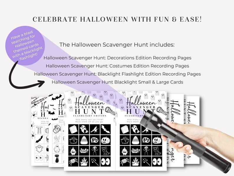 Halloween Printable Scavenger Hunt Blacklight Flashlight - Etsy