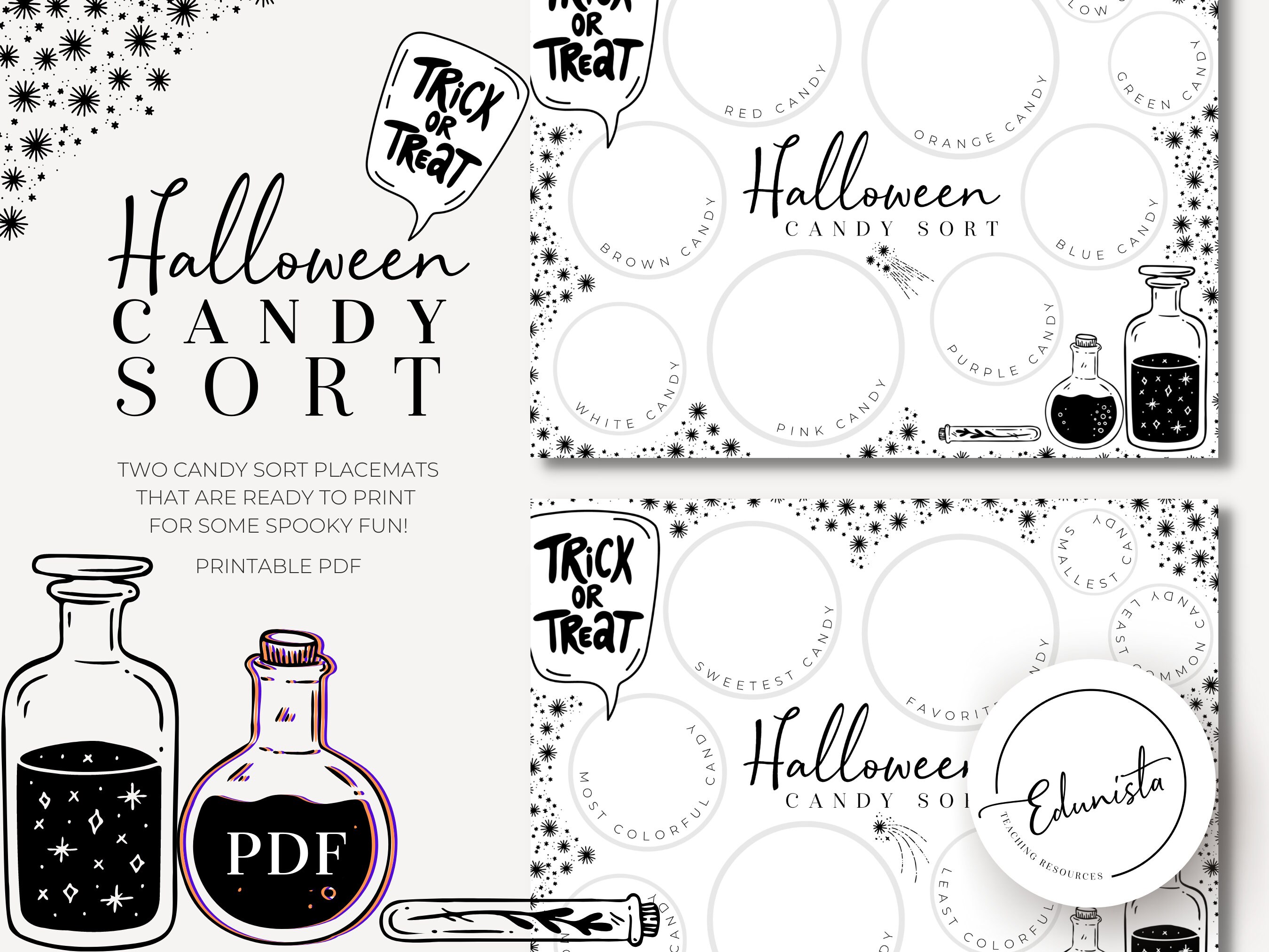 FREE Halloween Printable Candy Sort Placemat Halloween - Etsy