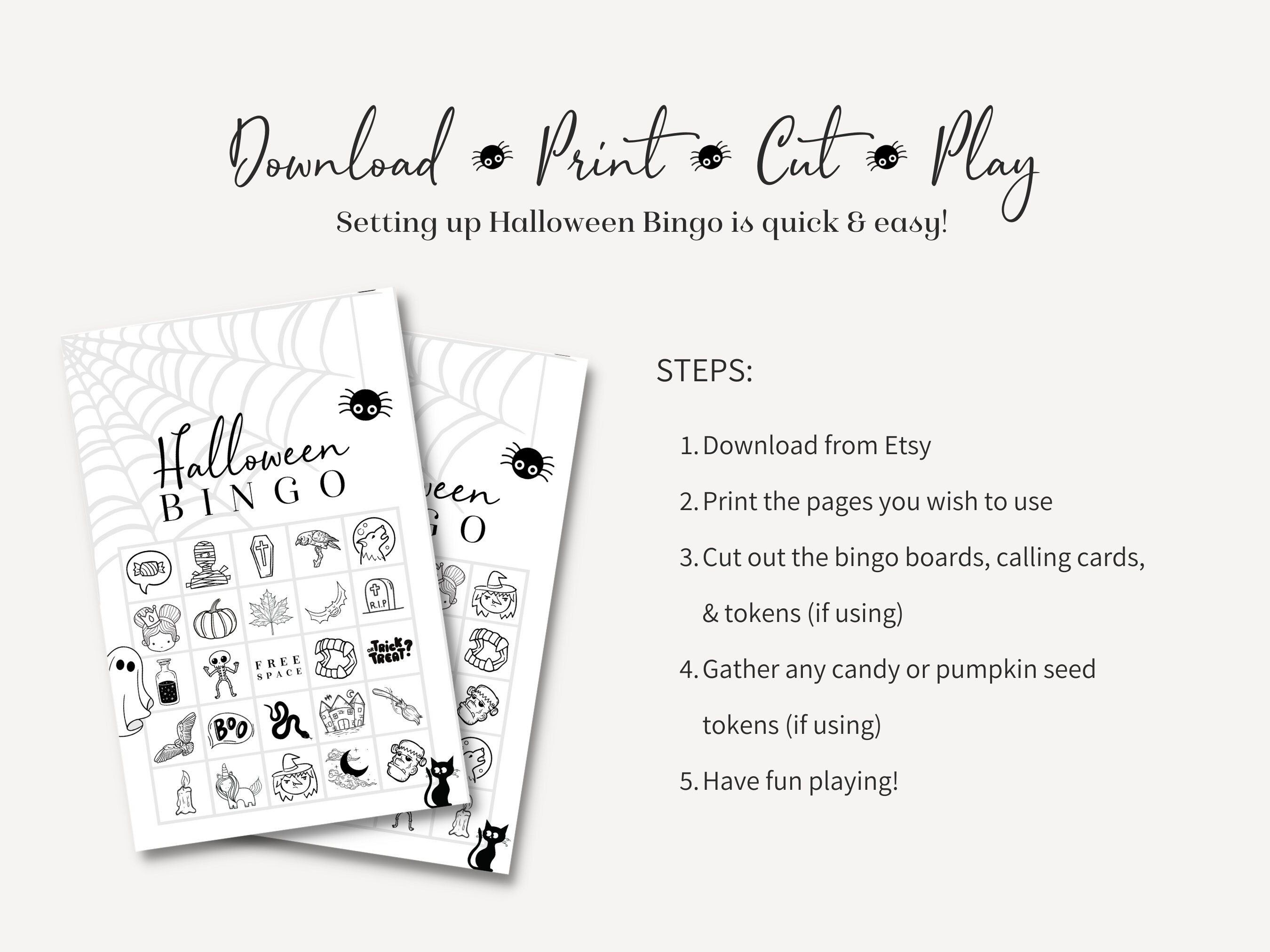 Halloween Printable Bingo Game Halloween Printables - Etsy