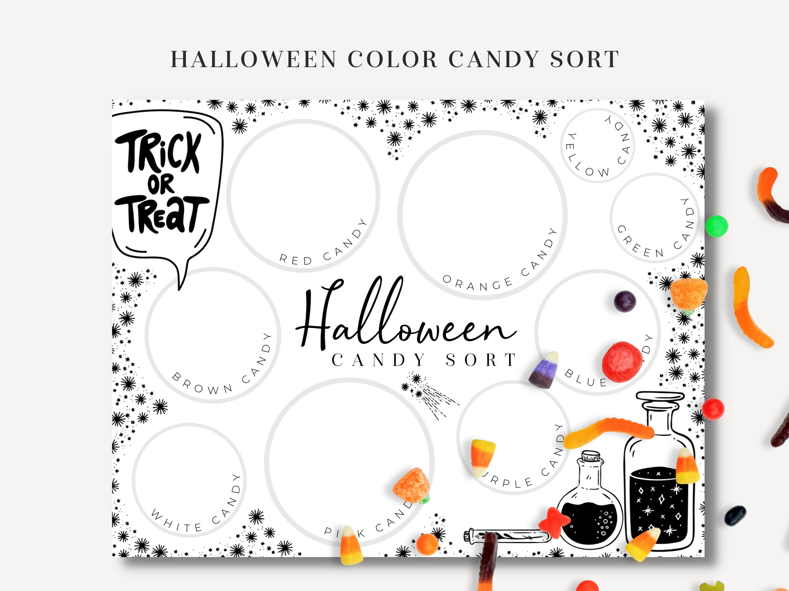 FREE Halloween Printable Candy Sort Placemat Halloween - Etsy