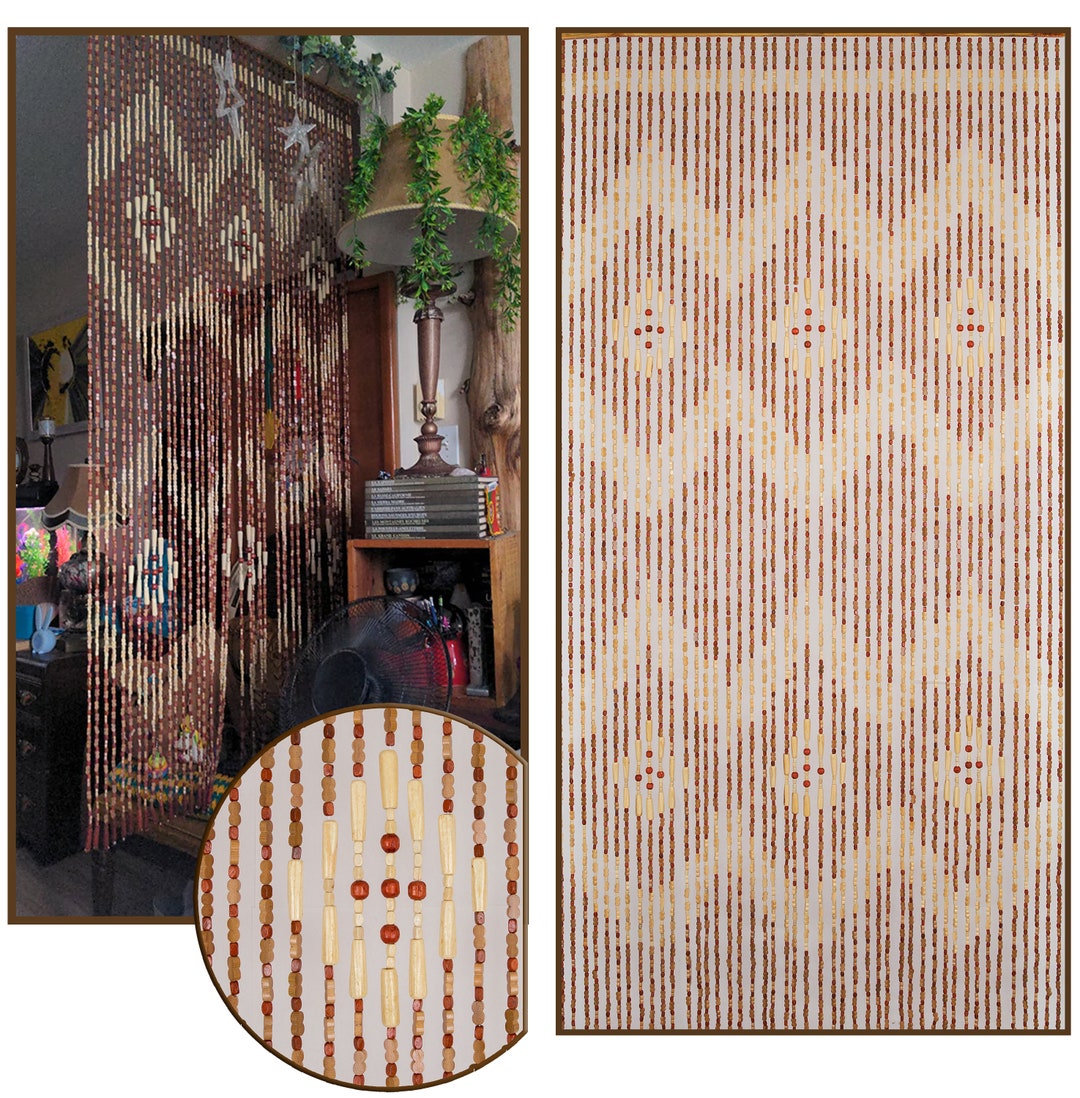 Handmade Bamboo Wood Beaded Curtain - Bohemian Doorway Beads, 45 ...