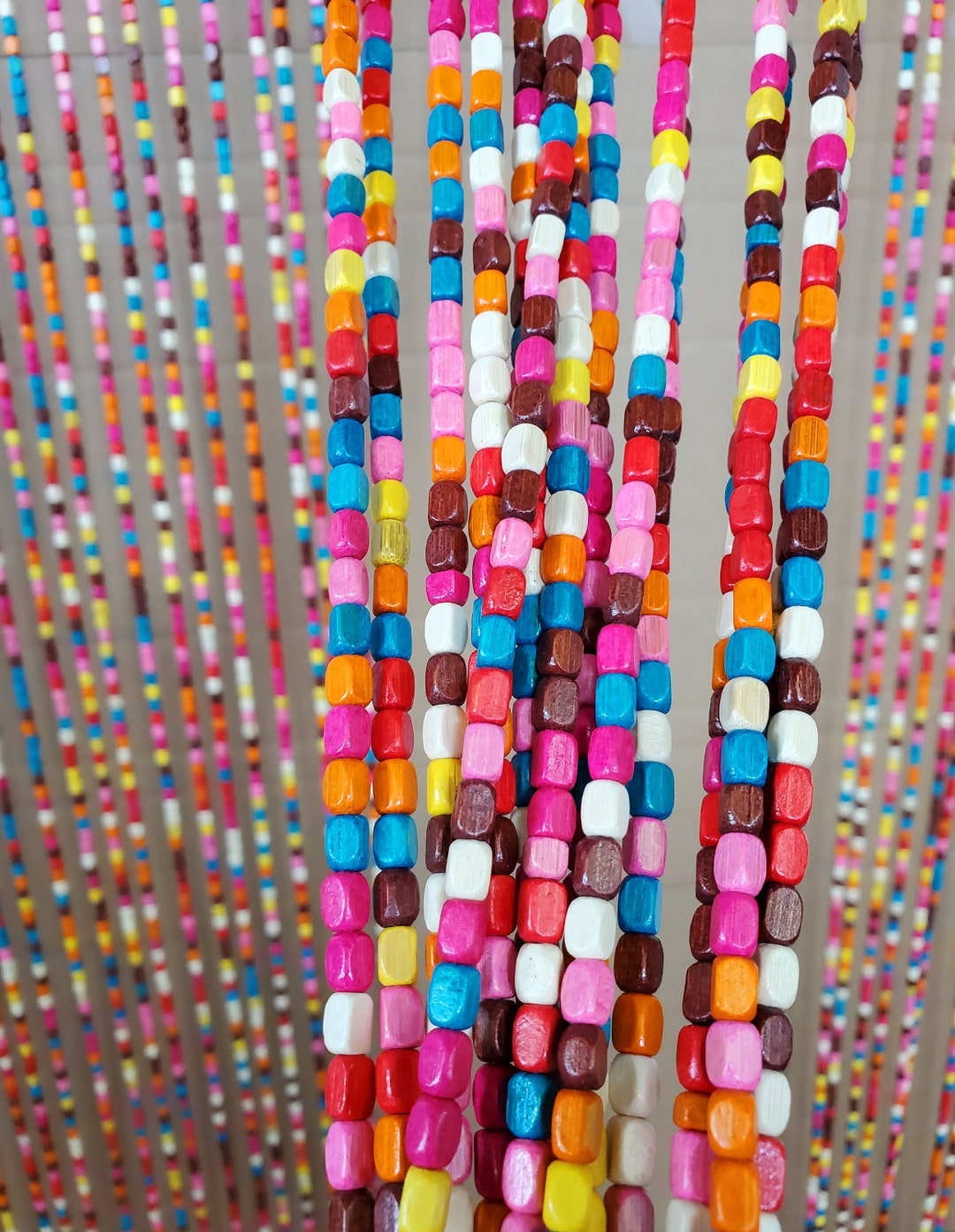 Beaded String Hand Made Wood Beaded Curtain-bohemian Door Beads-multi ...