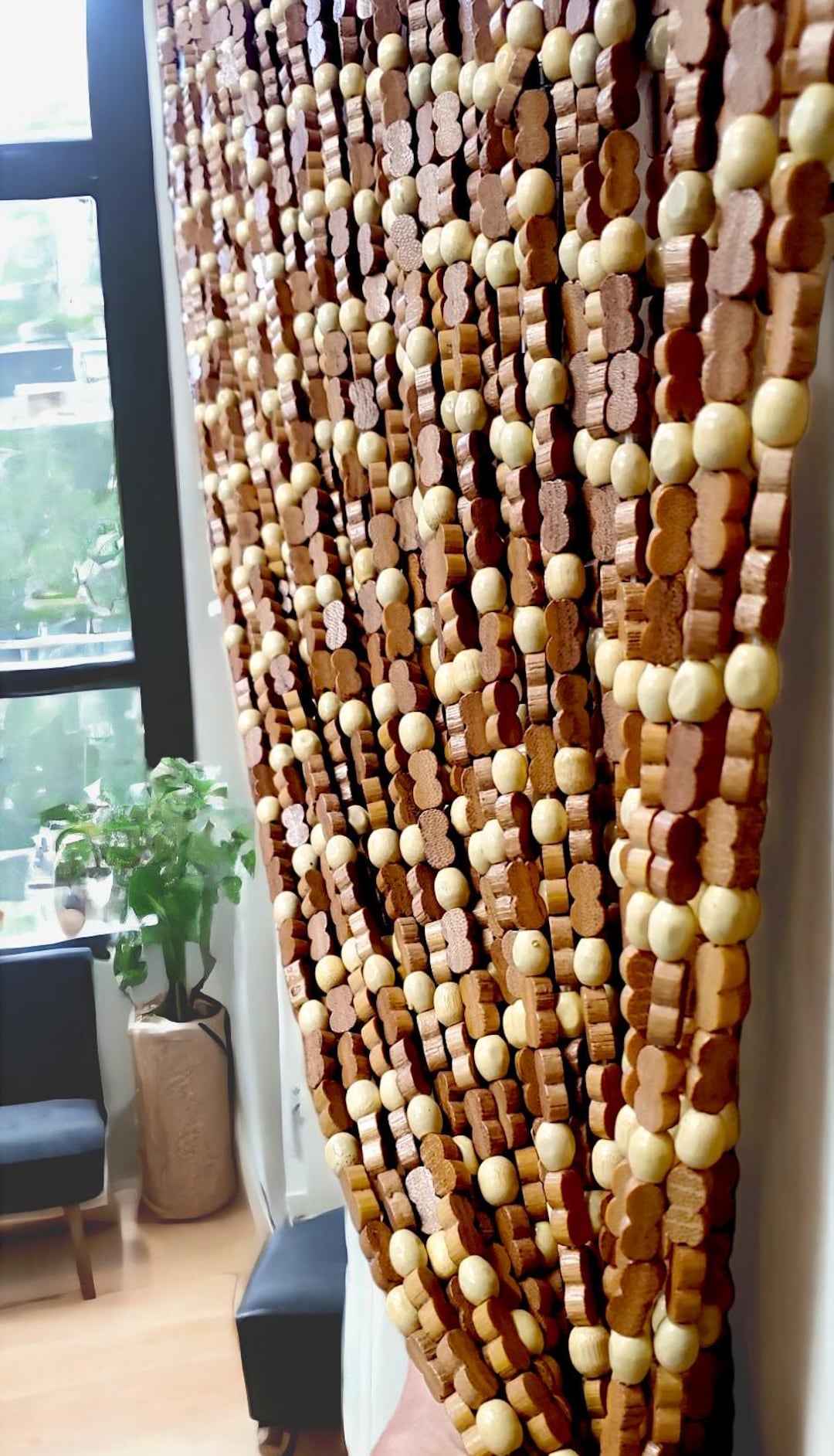 CLEARANCE! Handmade Bamboo Wood Beaded Curtain: Bohemian Door Beads 35. ...
