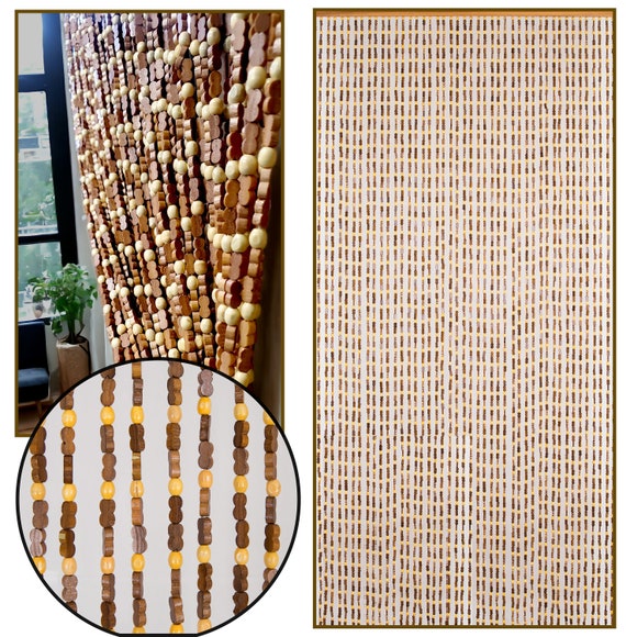 Beaded String Hand Made Bamboo wood Beaded Curtain bohemian Door Beads 35.5 Wide or 48 Wide X 77 High 45 Strands sunbr Etsy